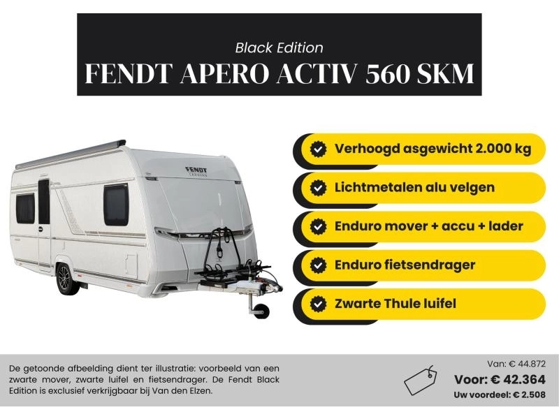 Fendt Apero Activ 560 SKM Black Edition, model 2026 | Van den Elzen caravans en recreatie